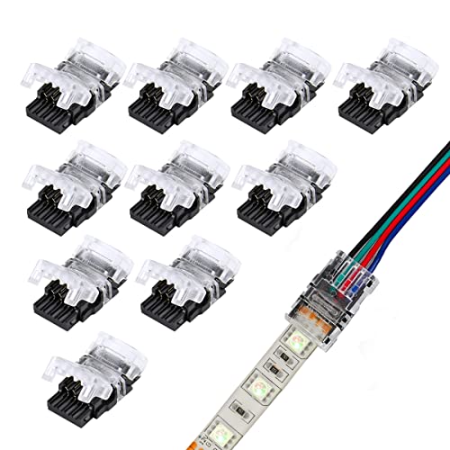SUPERNIGHT 10 Pack 4 Pin LED Connector for Waterproof 10mm RGB 5050 ...