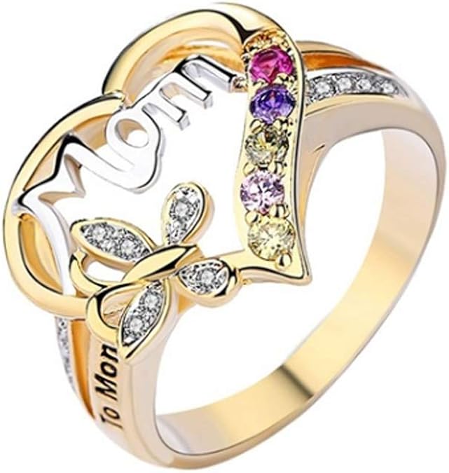 junshi11 Rings for Teen Girls, Stackable Rings Set,Hollow Heart English ...