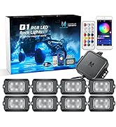 Amazon.com: MICTUNING 2nd-Gen RGB LED Rock Lights with Bluetooth Controller, Timing Function ...