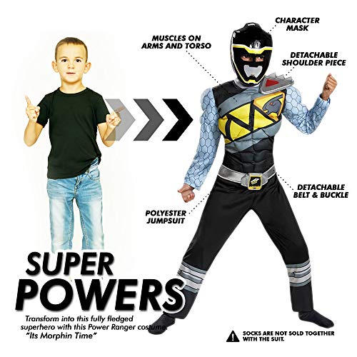 Black Power Rangers Costume for Kids. Official Licensed Black Ranger ...