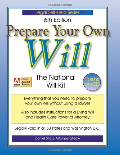 Prepare Your Own Will The National Will Kit legal Self Help Series Sitz Daniel prepare-your-own-will-the-national-will-kit-legal-self-help-series-sitz-daniel