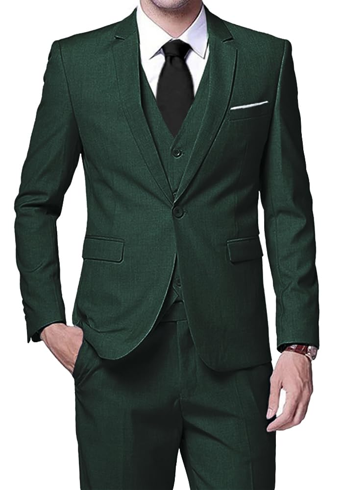 Men's Suits Slim Fit 3 Piece Green Suit Men Christmas Party Tuxedo for ...