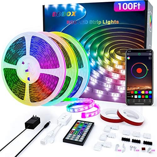 100Ft LED Strip Lights Music Sync Color Changing RGB LED Strip 44-Key ...
