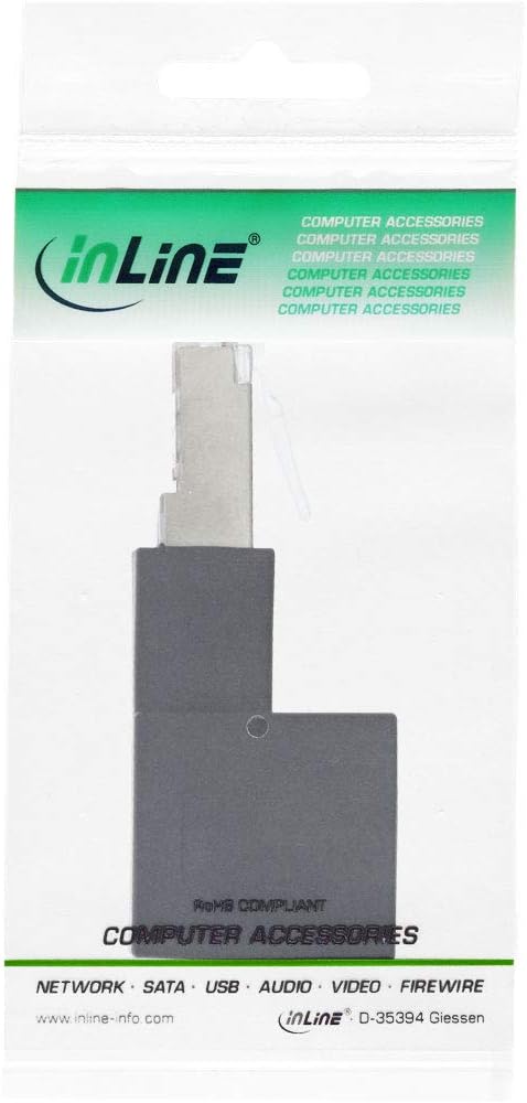 InLine® RJ45 Adapter Cat.6A, RJ45 Male/Female, 90° Upwards Angled ...