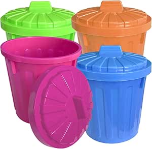 Amazon.com: ArtCreativity Large Trash Cans Set with Lids, Set of 4 ...