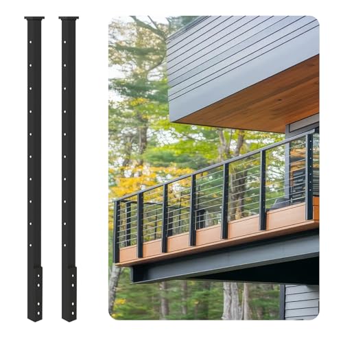 CR Fence & Rail Side Mount Cable Railing Post, 2pcs 36" Powder Coated ...