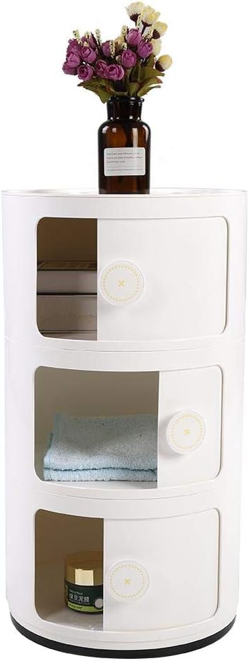 Amazon.com: Bedside Table with 3 Drawers, Cylindrical Bedside Table ...