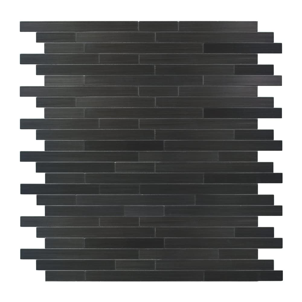 Black Peel and Stick Backsplash Linear Tile for Kitchen, Self Adhesive ...