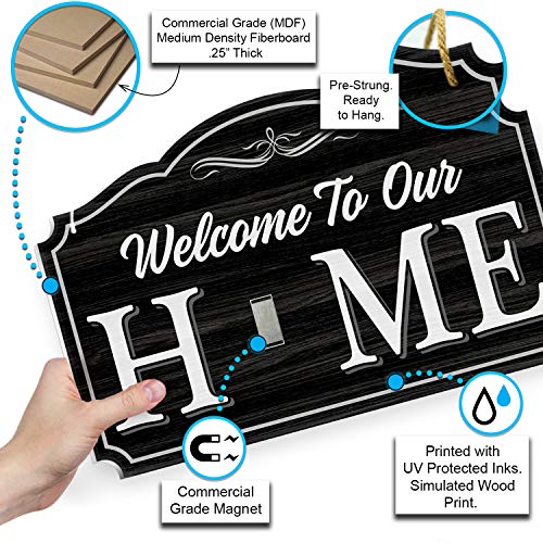 Bigtime Signs Welcome to Our Home White Wood Grain Print Wall & Front ...