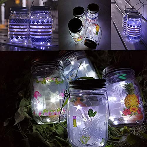ANGMLN Upgraded Solar Mason Jar Lid Lights, 10 Pack 30 LED Fairy Star ...
