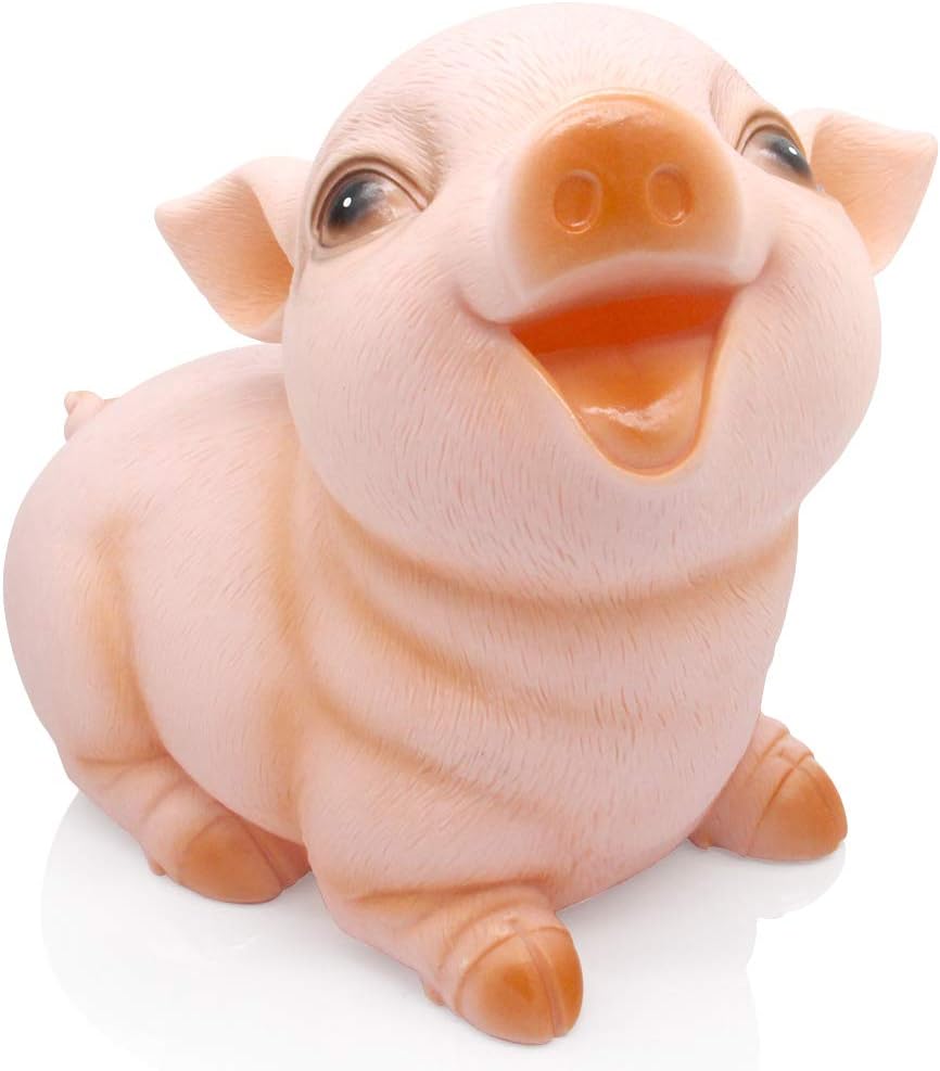 Amazon.com: H&W Cute Pig Coin Money Bank, Shatterproof Piggy Bank for ...