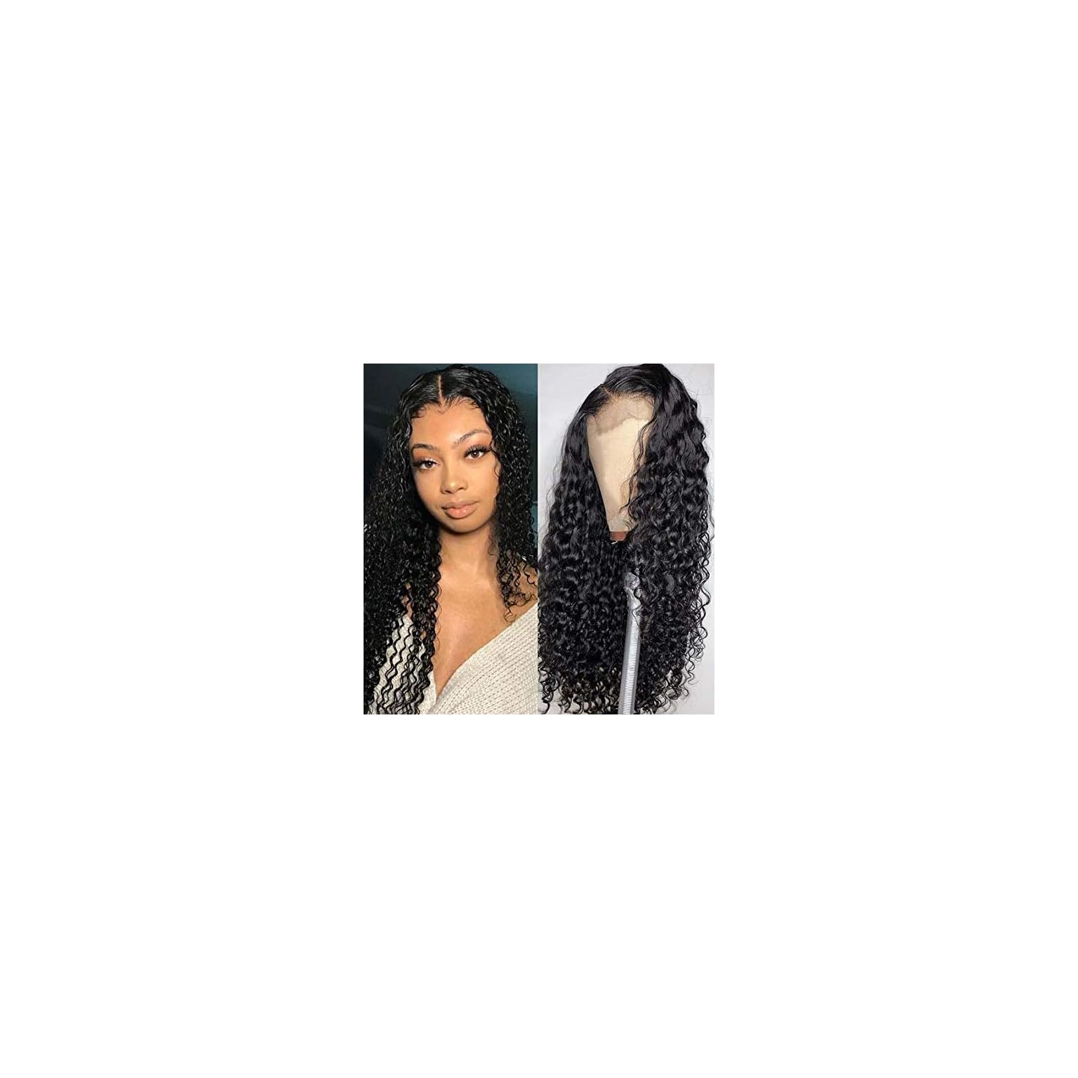 Siji Mei 16 inch Lace Front Wigs Human Hair 4×4 Brazilian Curly ...
