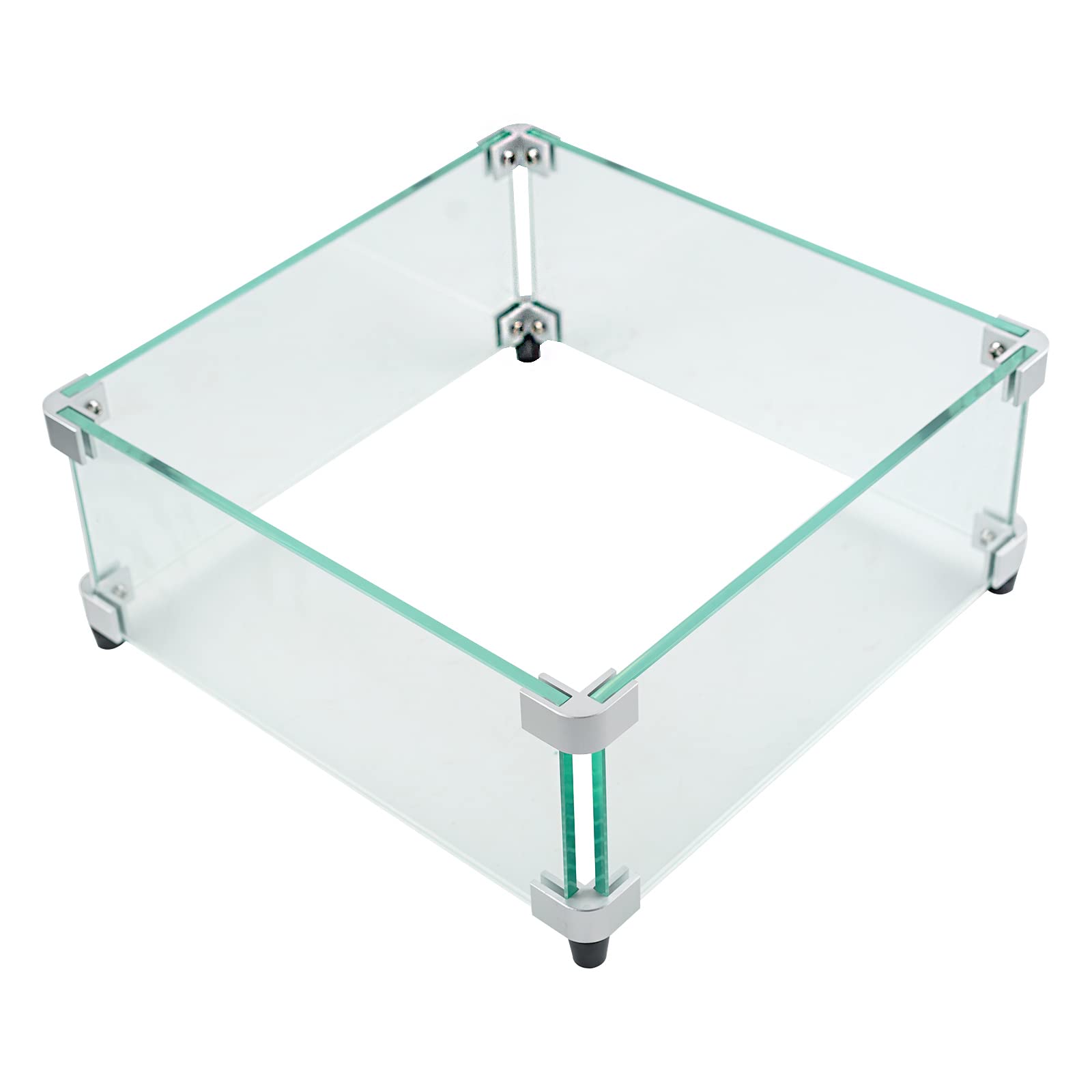 HZAUTOS Fire Pit Wind Guard Square, 18 x 18 x 6 Inches Glass Wind Guard ...