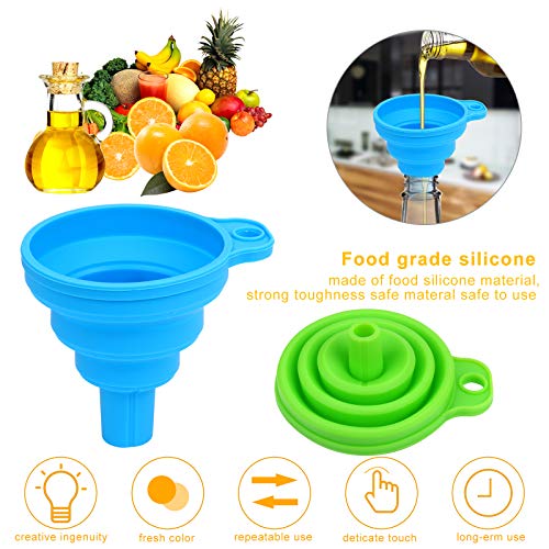 Mukum 13Pcs Silicone Collapsible Funnel Set Funnels for Filling Bottles Small and Large Foldable ...