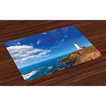 Amazon.com: SBF Gifts Carolina Lighthouses Washable Vinyl Placemats Set ...