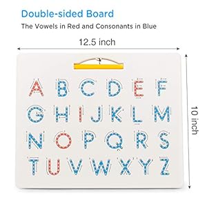 GAMENOTE Double Sided Magnetic Letter Board - 2 in 1 Alphabet Magnets ...