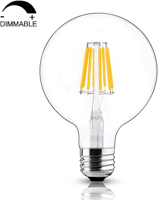 Bonlux Dimmable Globe Light Bulbs, Large Clear Bulb Edison Screw ES LED ...