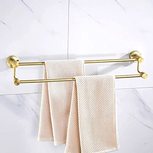 BATHSIR Brushed Gold Towel Rack, 24 Inch Double Towel Bars Wall Mount ...