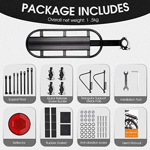 HONGYEA Bike Cargo Rack 220 Lbs Load Bike Rack Full Quick Release ...