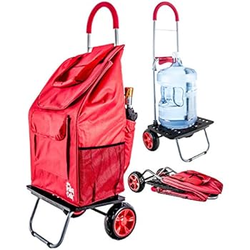 Amazon.com: dbest products Bigger Trolley Dolly Cart, Red Shopping ...