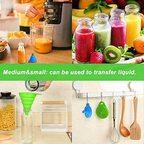 Kitchen Funnels Set of 3, Collapsible Funnel, Funnels for Filling Bottles and Jars, Food Grade ...