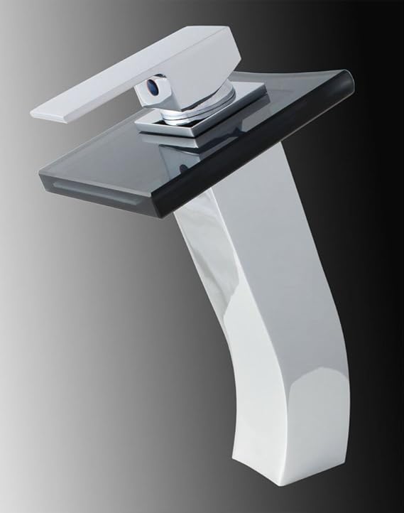 HIGH BLACK GLASS WATERFALL BATH BASIN TAP TAPS: Amazon.co.uk: DIY & Tools