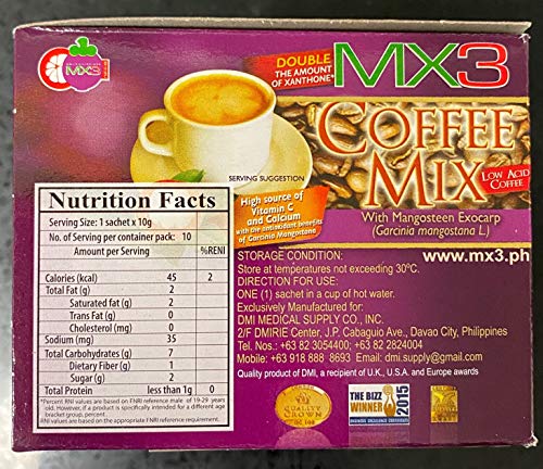 MX3 Mangosteen Coffee Mix (10 Sachets) Sugar Free on Galleon Philippines