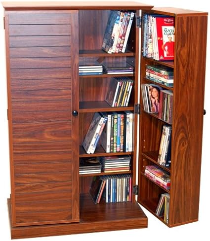 CD / DVD Storage Cabinet for up to 600 CDs or 290 DVDs - WALNUT finish ...