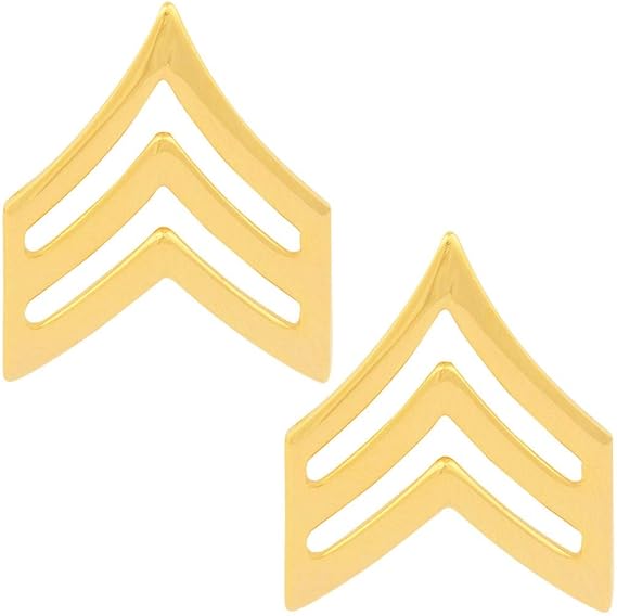 Amazon.com: US Army Sergeant Rank E5 SGT 22k Gold Plated Pair: Clothing