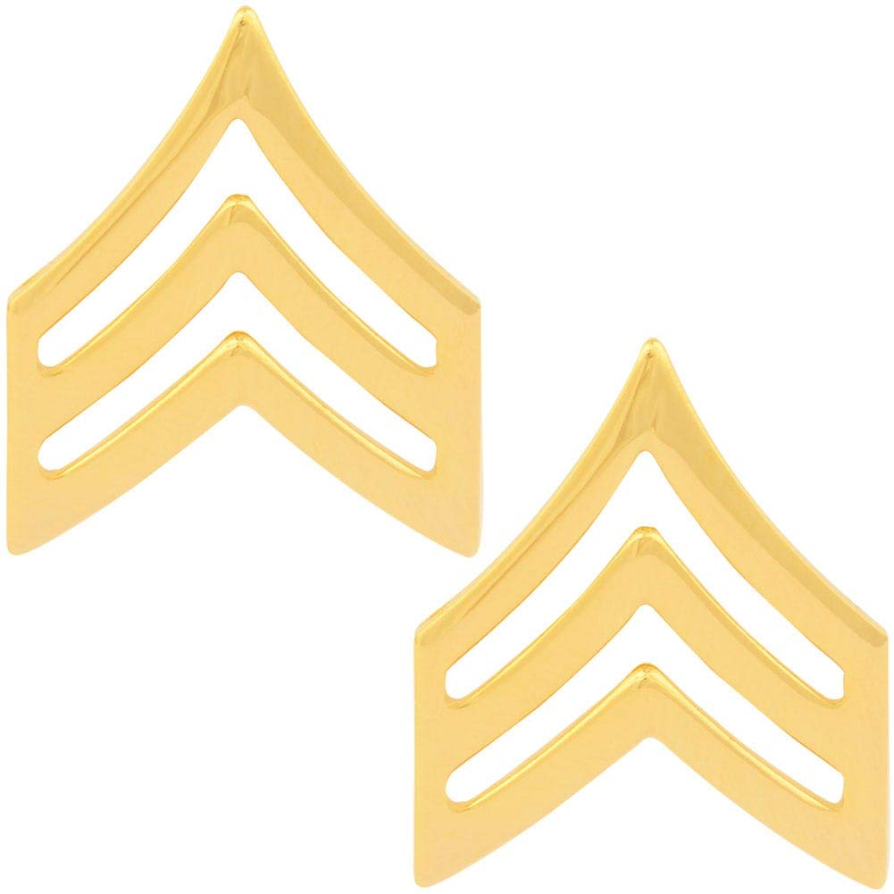 US Army Sergeant Rank E5 SGT 22k Gold Plated Pin On