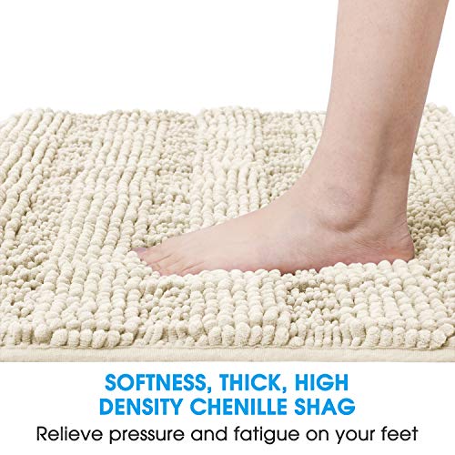 HOMEIDEAS Ivory/Cream Bathroom Rugs 2 Pieces Set, 20"x32" Plus 17"x24 ...