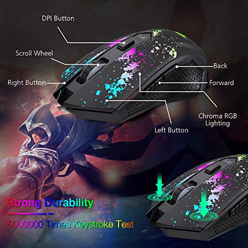 BENGOO Gaming Mouse Wired, USB Ergonomic Computer Mice with Chroma RGB ...
