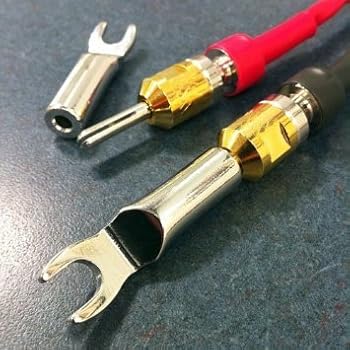 Amazon.com: Spade to Banana Speaker Cable Adapters - Gold Plated (thick ...