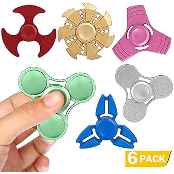 Amazon.com: SCIONE Fidget Spinner Mini Rainbow Metal Toy 6 Pack Hand ...