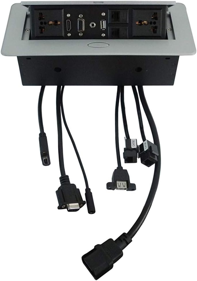 Zeshan Pop up Desktop Power Socket with 2 Universal Plug, USB, 2 ...