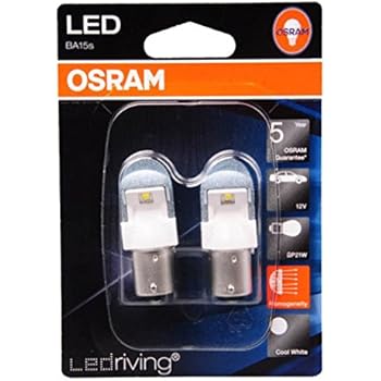 Amazon.com: Osram LED 6000K Bulbs Set of Two 12V 2W P21W BA15s LED 7556 ...