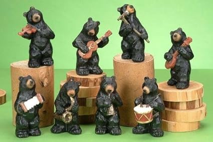 Amazon.com: 5.75" Height Black Bears Playing Instruments (Set of 8 ...
