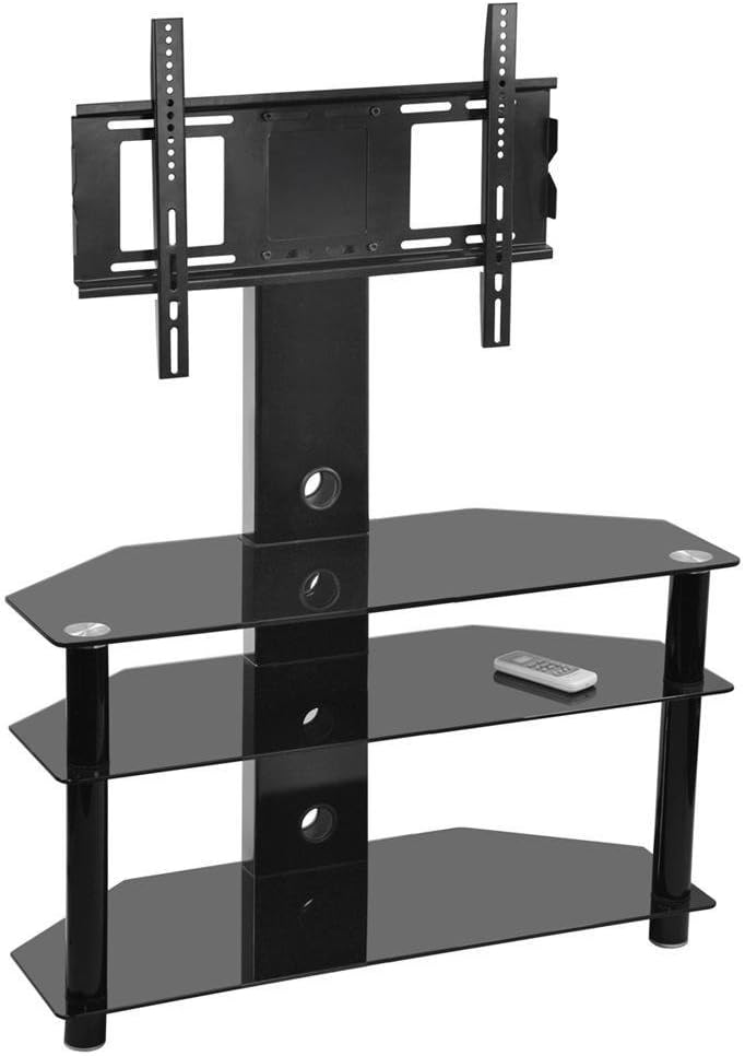 Tinxs Modern Glass TV Stand & Mount With Cable Management Cable ...