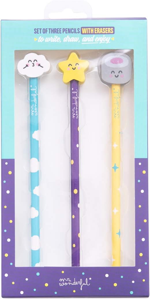 Pencil Set with Eraser Shapes – BigaMart