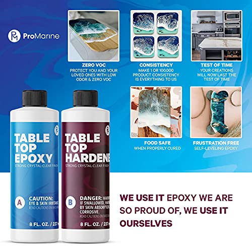 Promise Epoxy - Clear Table Top Epoxy Resin (16-Ounce Kit) | UV ...
