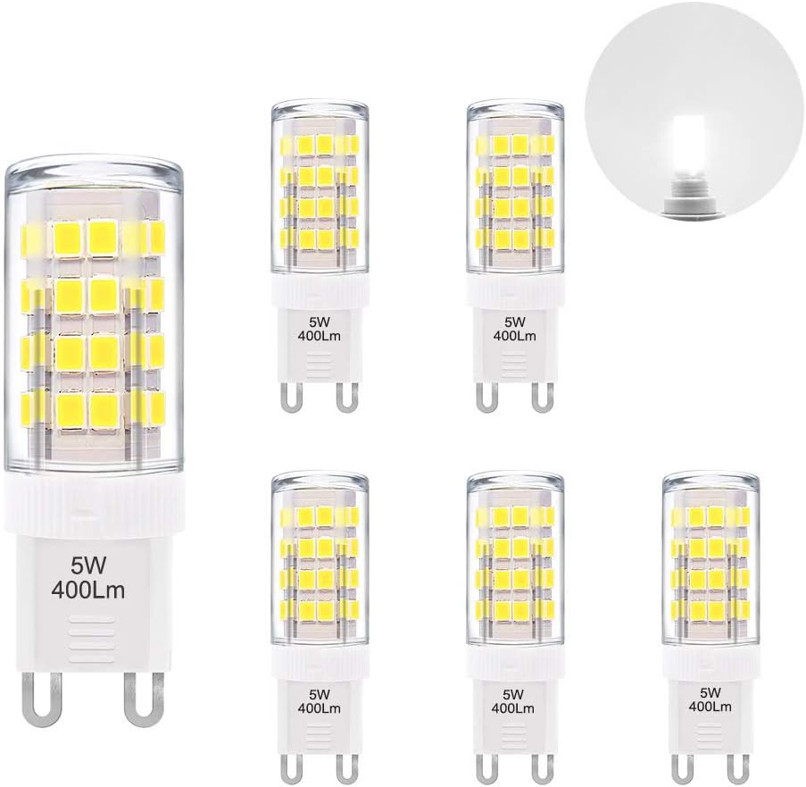 Cool White 6000K 5W G9 GU9 LED Capsule Light Bulbs Small Corn Lamp Bulbs 400Lm AC110-120V ...