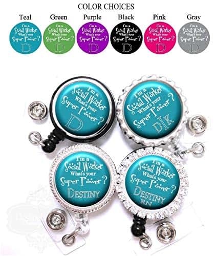 Amazon.com: Personalized Social Worker Super Power Lanyard Id Badge ...