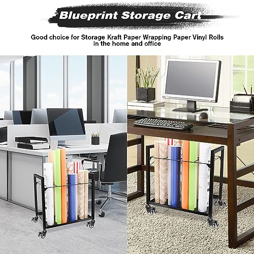 GRANDBUY Vinyl Roll Holder Blueprint Storage Rack Metal Blueprint ...