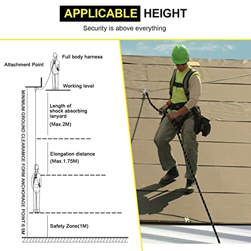 Vertical Lifeline Rope Assembly 75ft With Rope Grab Snap Hooks Shock ...