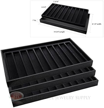 Amazon.com: 3 Wooden Sample Display Trays With 3 Divided 10 Slot Black ...