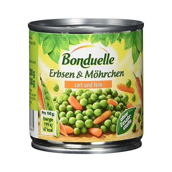 Bonduelle Erbsen sehr fein mit Möhrchen, 12er Pack (12 x 200 g) | Dosevoll.de
