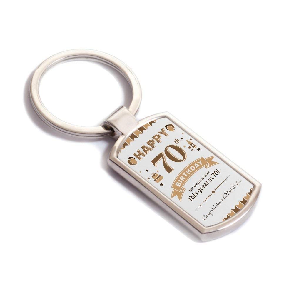 Amazon.com: 70th Birthday Keychain for Men Key Ring Gift Keepsake Idea ...