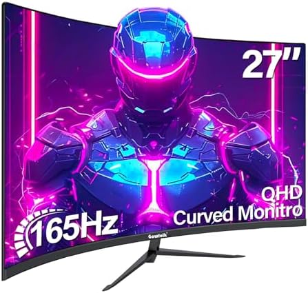 Gawfolk Curved Gaming Monitor, 27 Inch 165Hz / 144Hz 2K QHD 1440P ...