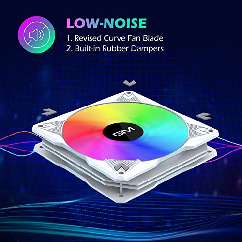 GIM RGB PC Fan 3 Pack 120mm,White RGB Case Fans 5V-3PIN Motherboard ...