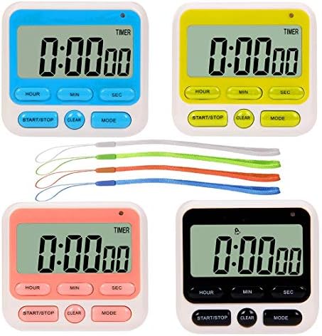 24-Hours Digital Kitchen Timer, Upgraded 12-Hour Display Clock, Big Digits, Loud Alarm, Magnetic ...